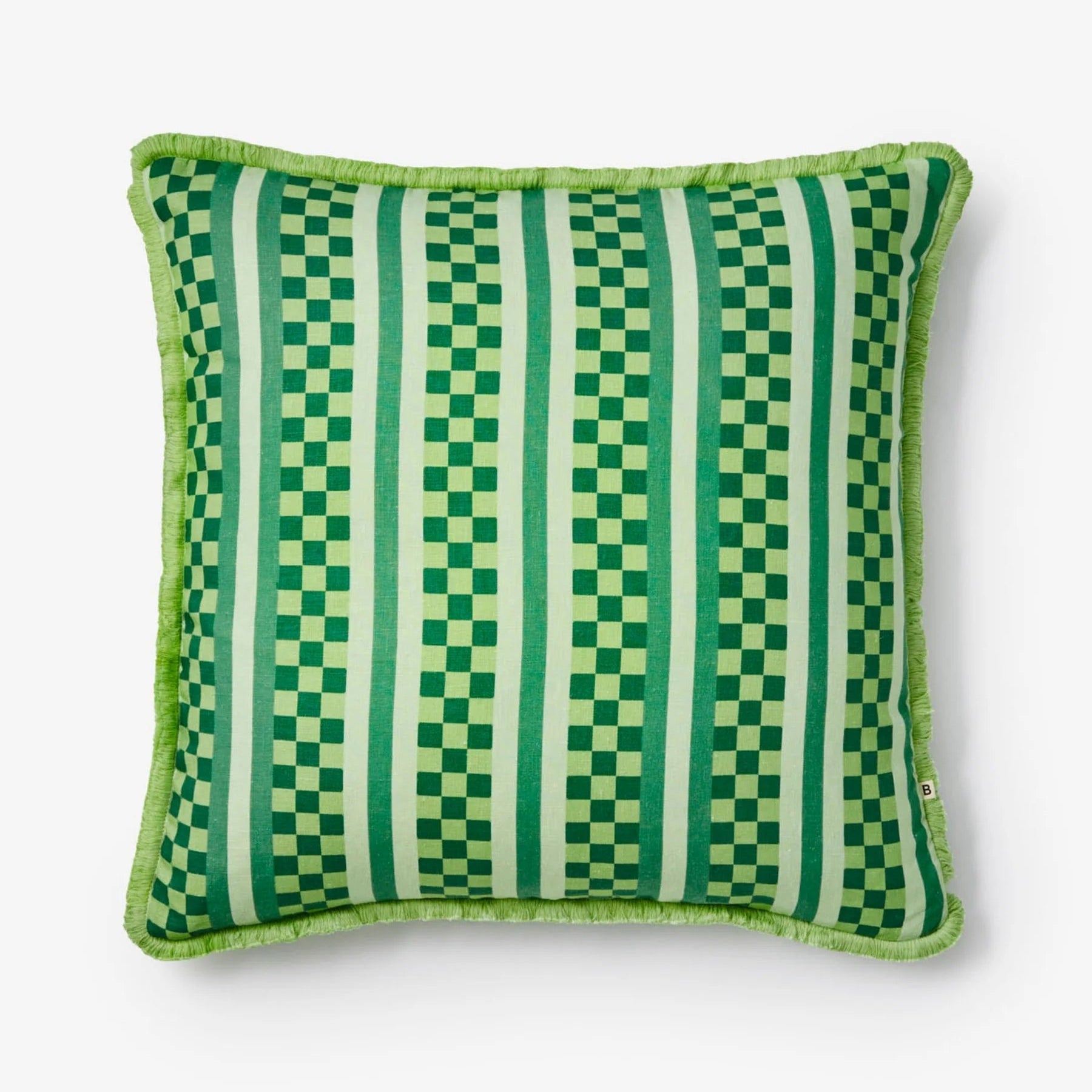Bonnie & Neil Marco Tile Green Linen Cushion 60cm – Ampersand
